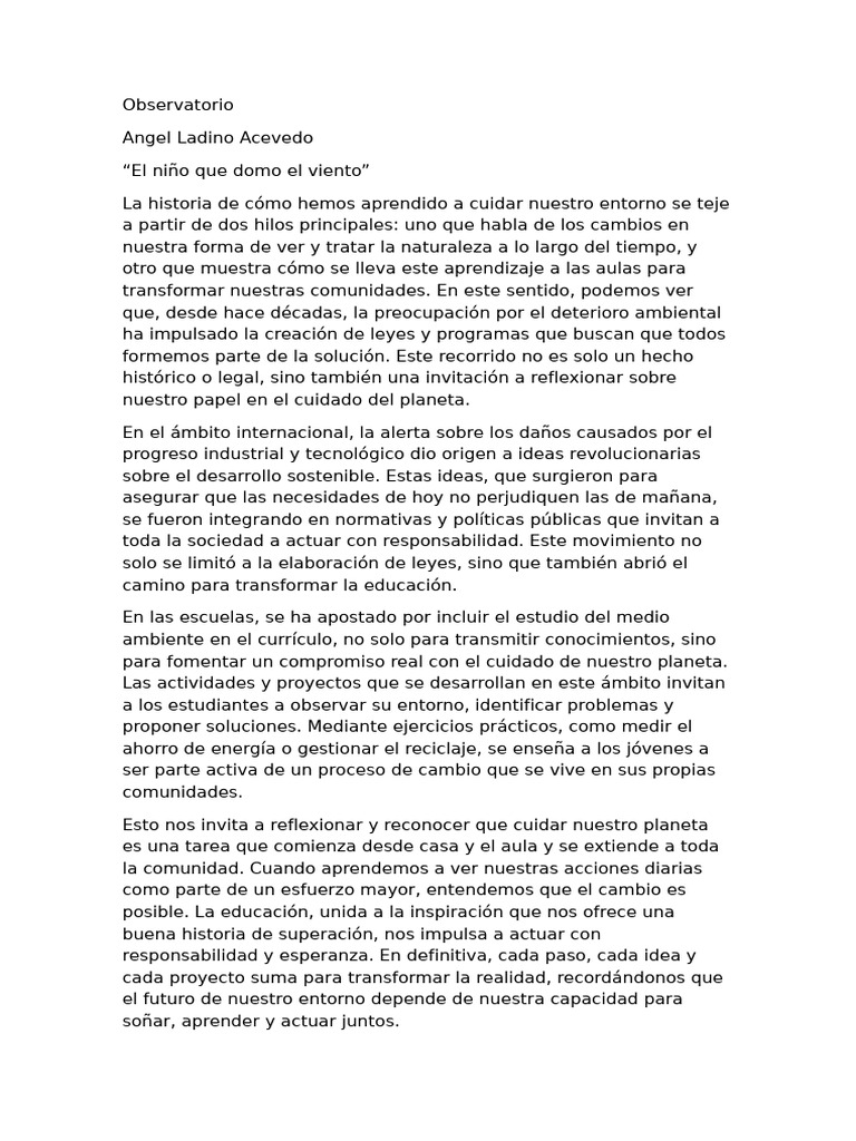 “El Niño Que Domo El Viento” | PDF | Plan de estudios