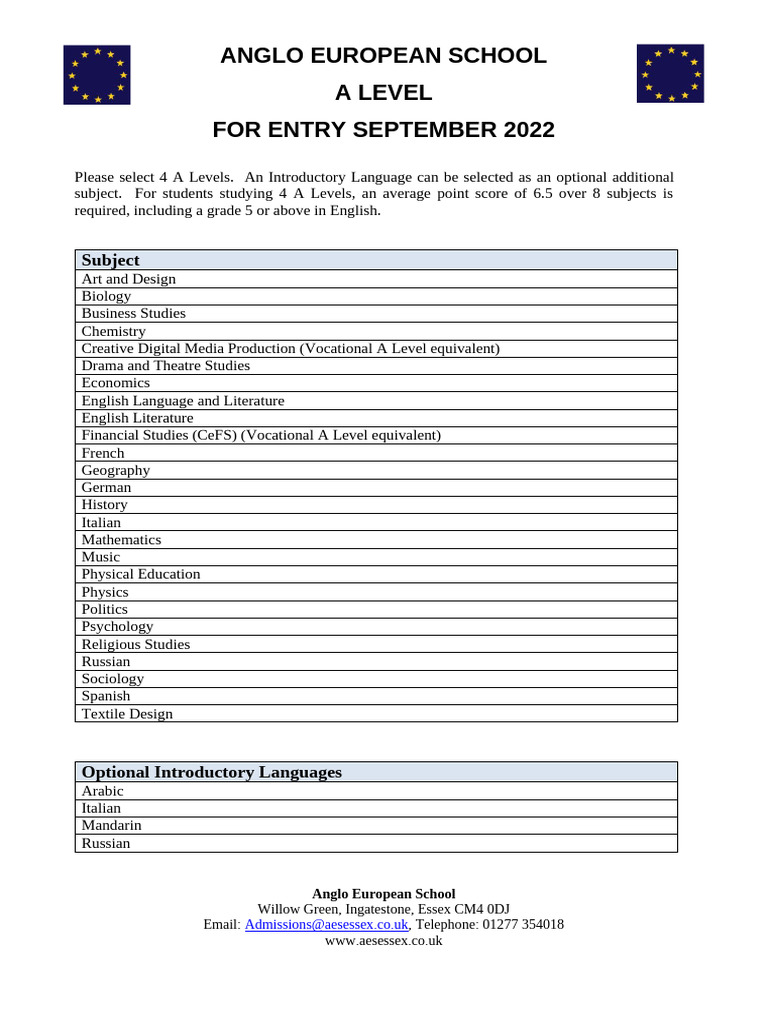 A Level Subjects 2 | PDF