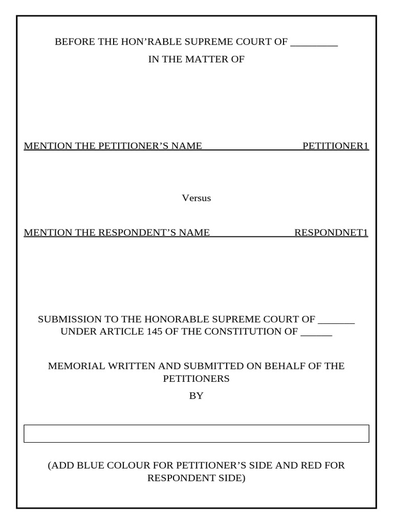 Moot Court Memorial Format | PDF | Political Law | Separation Of Powers