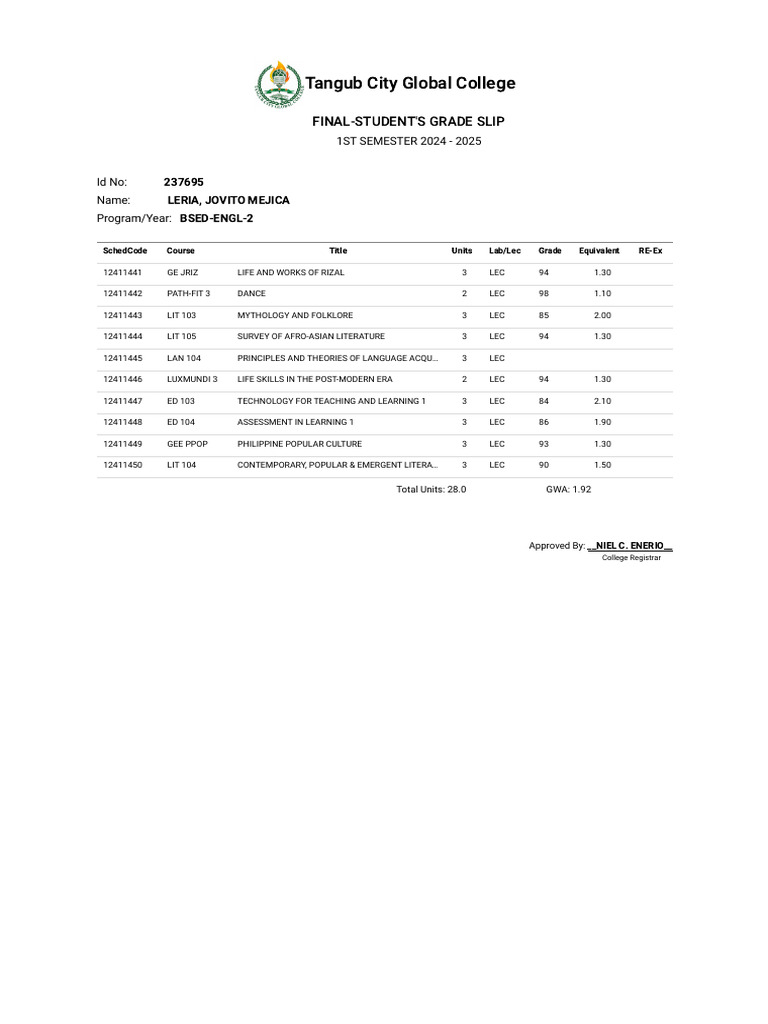 2ndyr - 1stsem | PDF