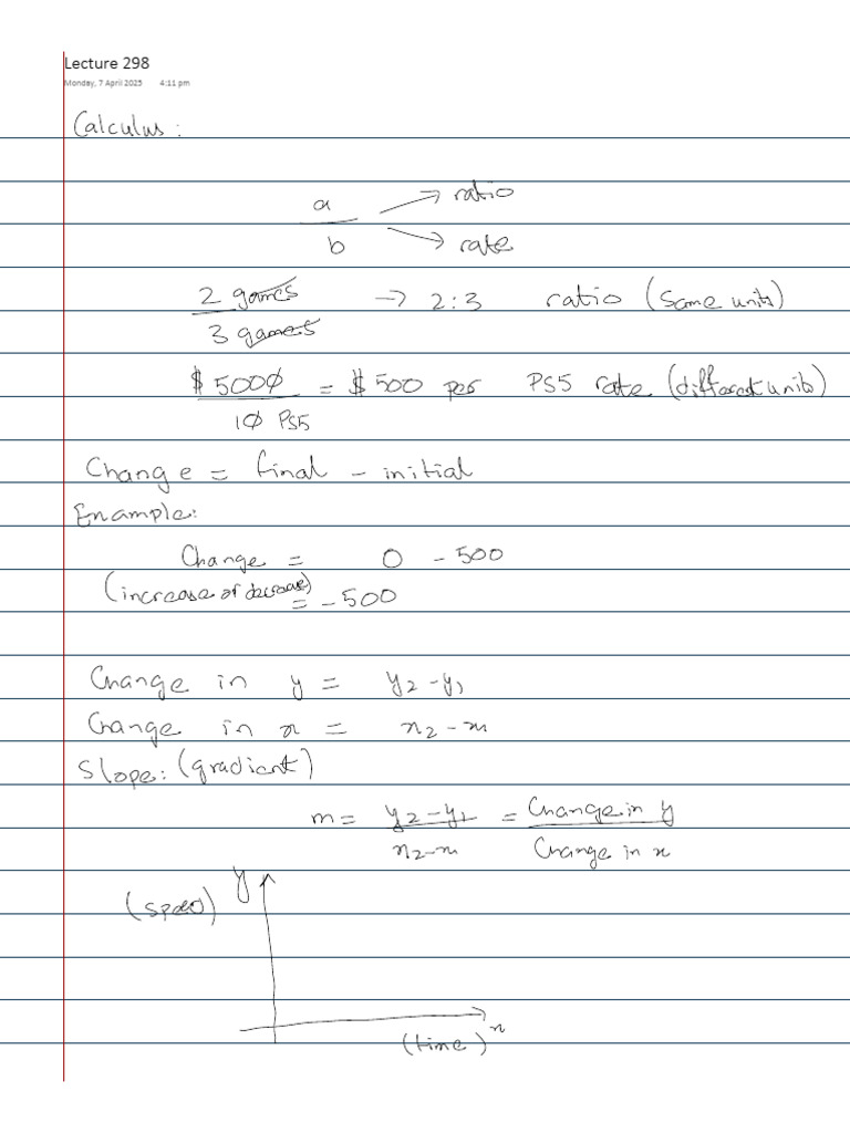 Lecture 298 Calculus (Rate of Change, Gradient, Derivative or Differentiation, Turning Points) | PDF