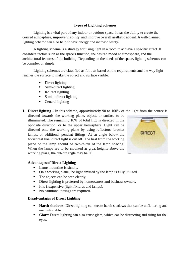 Types of Lighting Schemes | PDF | Lighting | Shadow