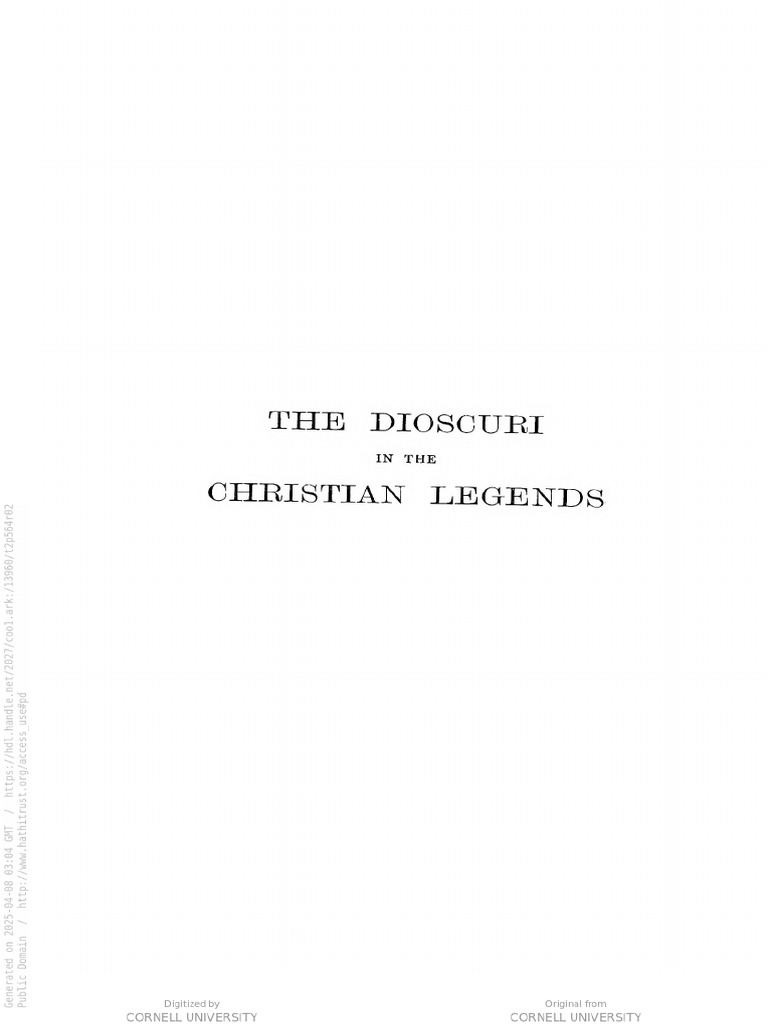 Dioscuri Twins in Christian Legends | PDF