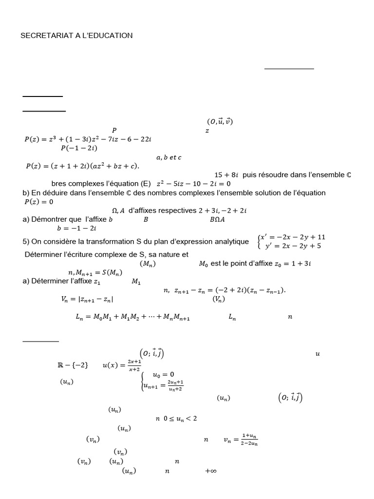 Eval 3 Tle D | PDF | Nombre complexe | Algèbre