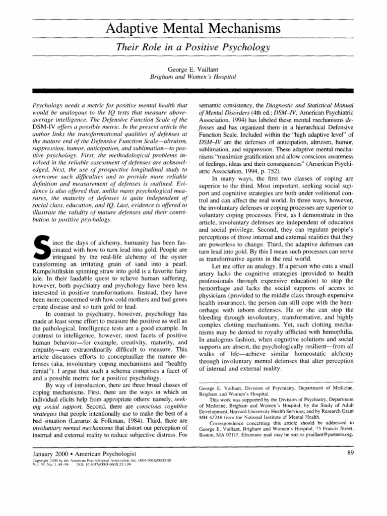 Adaptive Mental Mechs | PDF | Humour | Behavioural Sciences