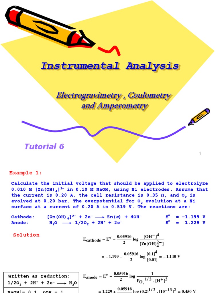 Tutorial 6 Electrogravimetry Coulomtry Amperometry | PDF | Titration | Chemistry