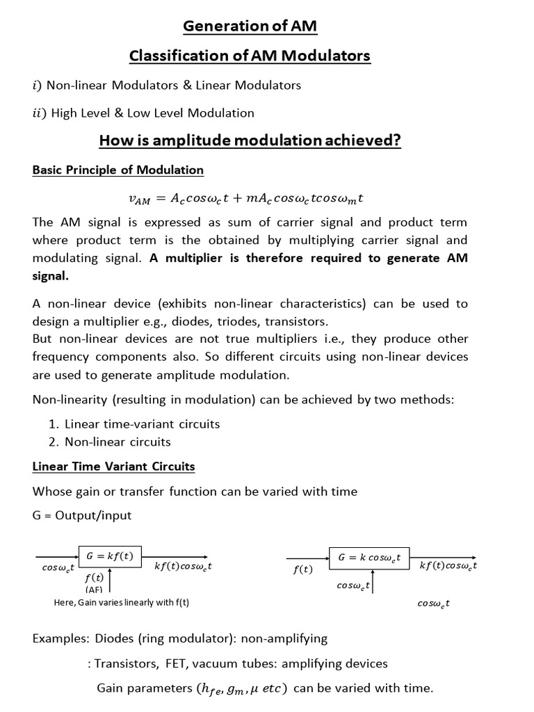 L7-AM Generation-Basic Principle | PDF | Modulation | Electronic Circuits