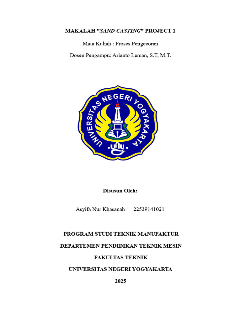Makalah Sand Casting Proses Pengecoran | PDF