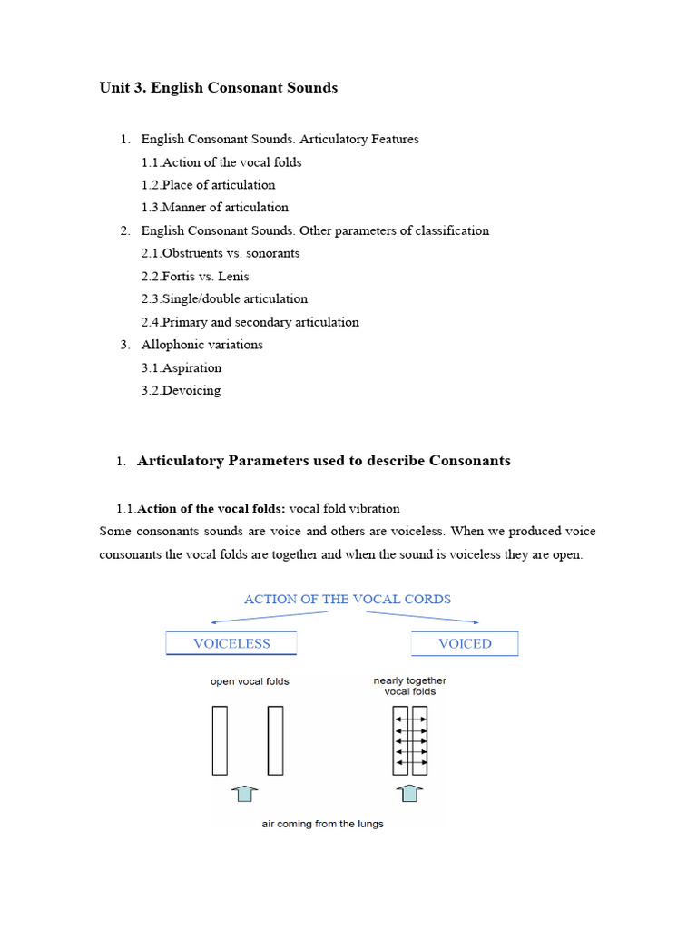 Unit 3. English Consonant Sounds | PDF | Consonant | Human Voice