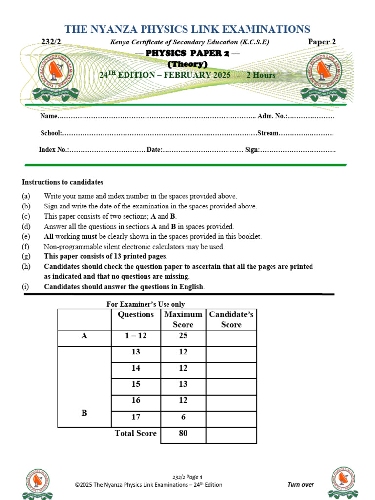 P2Q Nyple 24TH Ed Phy 2025 | PDF | Capacitor | Inductor