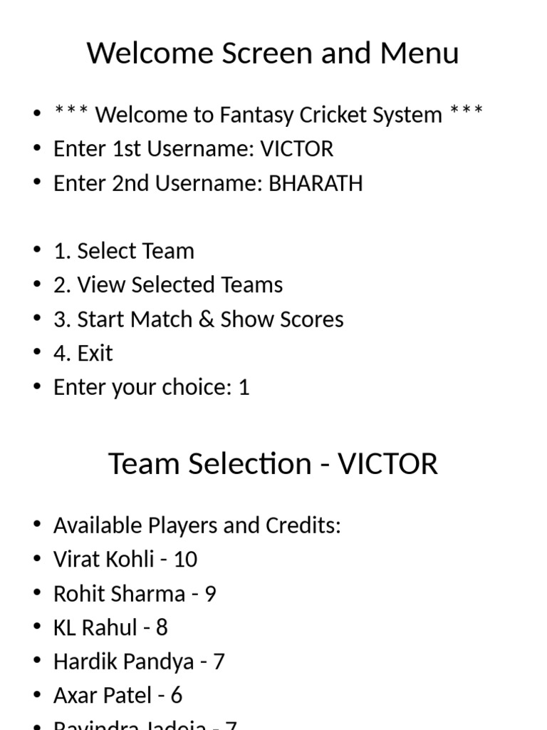 Fantasy Cricket Team Selection Guide | PDF