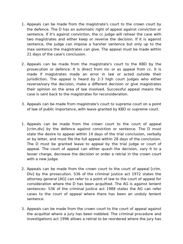 Appeals Process in UK Courts Explained | PDF | Appeal | Acquittal