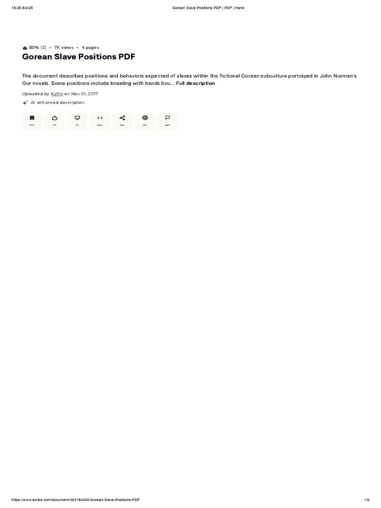 Gorean Slave Positions PDF: 7K Views 4 Pages | PDF | Gor | Scribd