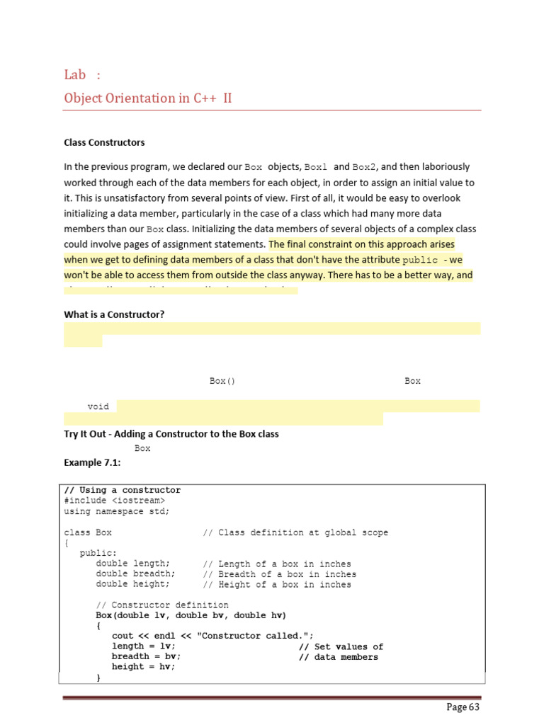 Understanding C++ Class Constructors | PDF | Constructor (Object ...