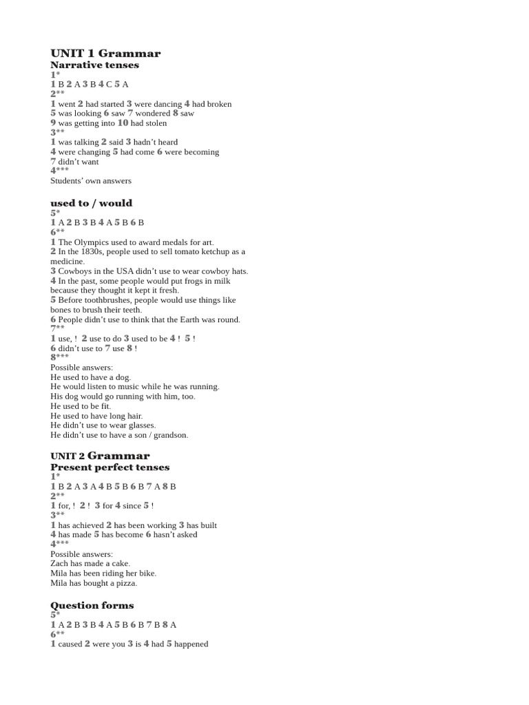 Synchronize 4 WB Answer Key Unit 1&2 | PDF