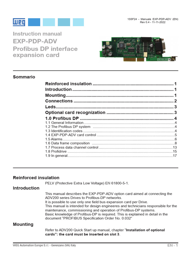 Weg Adv200 Instruction Manual Exp PDP Adv Profibus DP 1s5f24 en | PDF ...