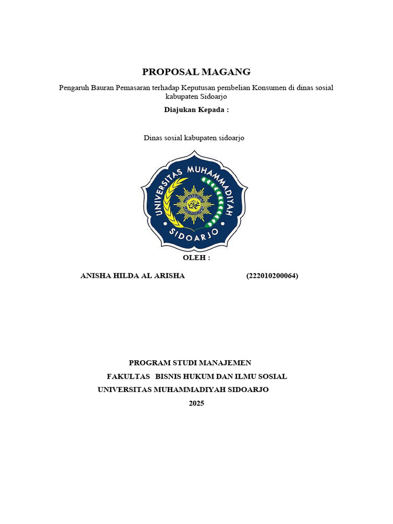 Proposal Magang Anisha Hilda Al Arishaaaaaaaaaaa | PDF