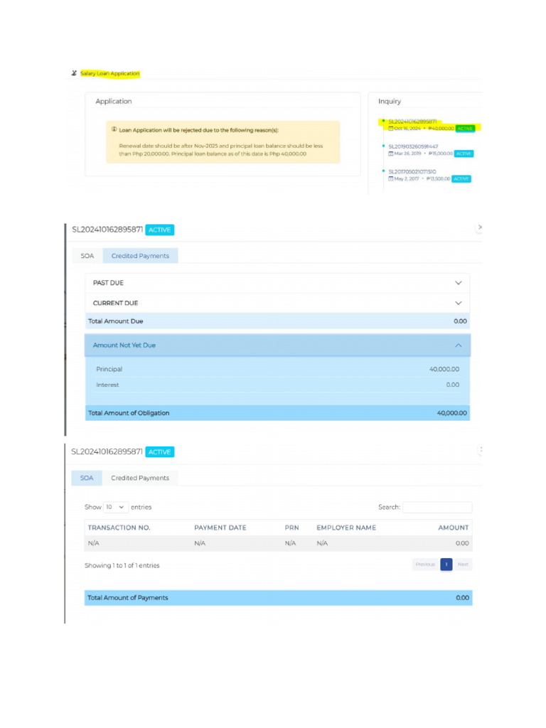 SSS Loan Sample SOA | PDF