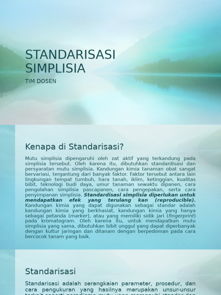 Standarisasi Simplisia Tanaman Obat | PDF