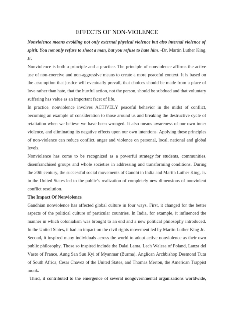 Principles and Impact of Nonviolence | PDF | Nonviolence