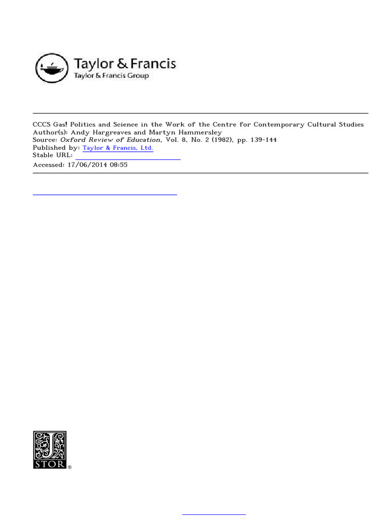 CCCS Gas Politics and Science in The Work of The Centre For ...