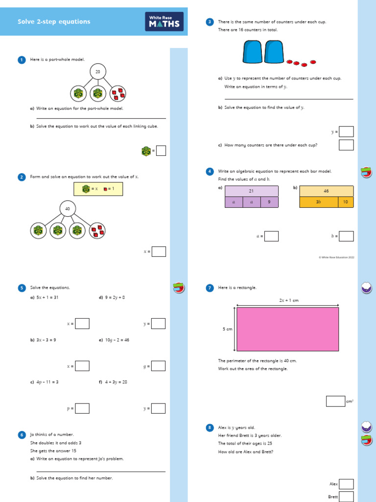 Y6 Spring Block 2 WO8 Solve 2 Step Equations 2022 | PDF | Equations ...