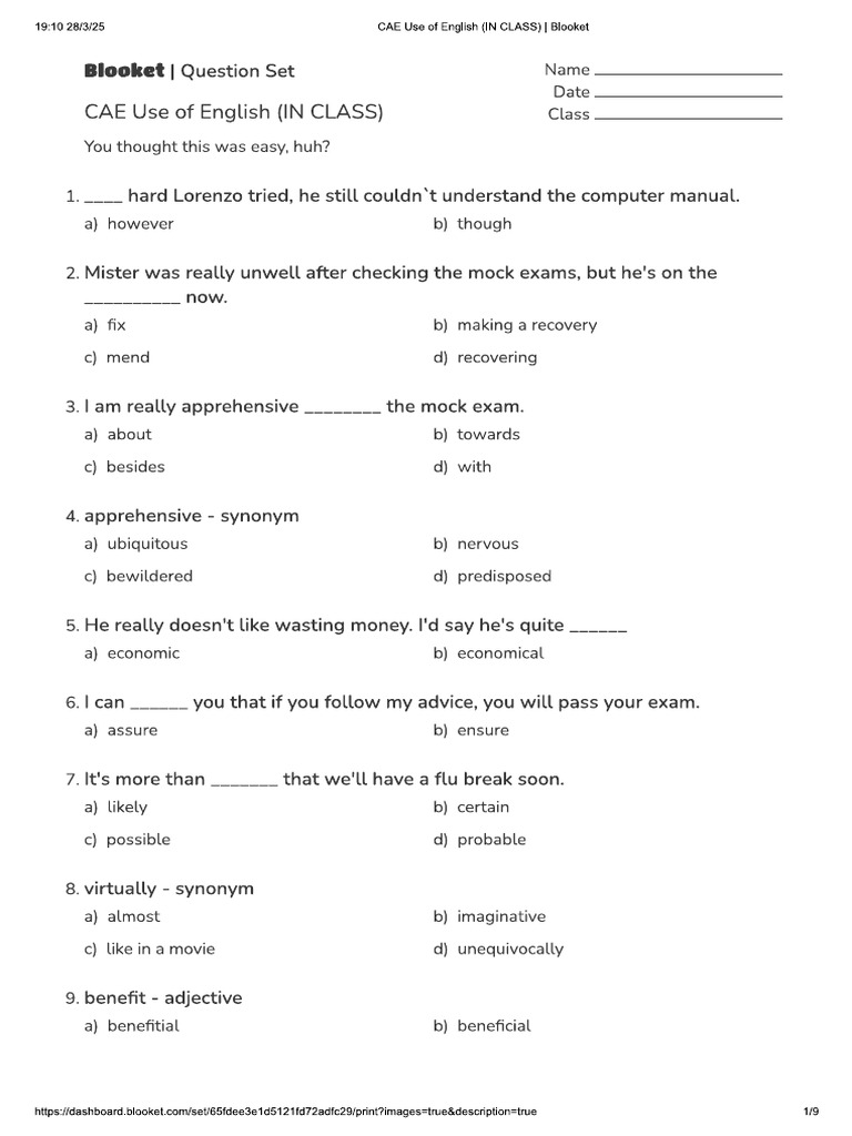Cae Use of English | PDF