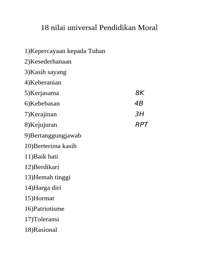 18 nilai universal | PDF