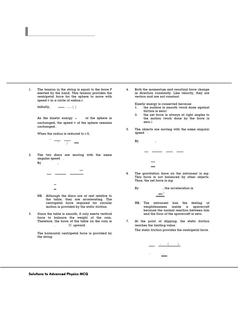 MC-Circular Motion - Detailed Explanation | PDF