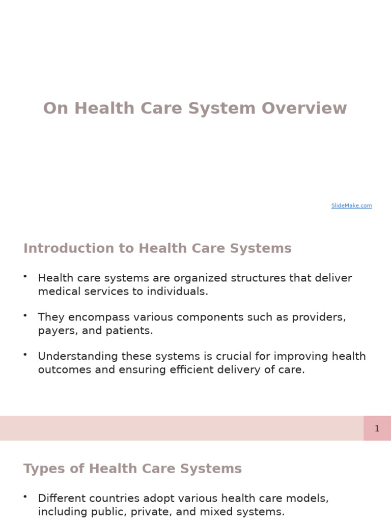 On Health Care System Overview-1 | PDF | Health System | Health Care