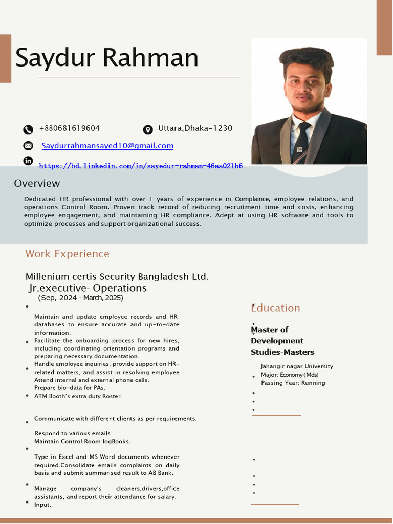 Sayedur Rahmans Professional Cv Resume Pdf Bangladesh Business