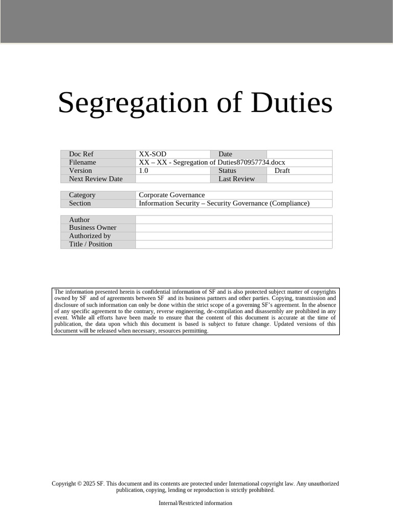 Segregation of Duties - SB | PDF | Databases | Computer Security