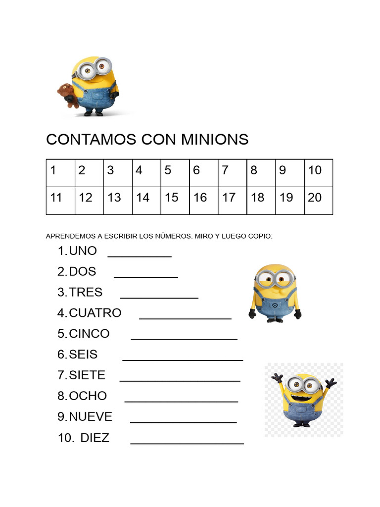 Minions Números Hasta El 20 | PDF