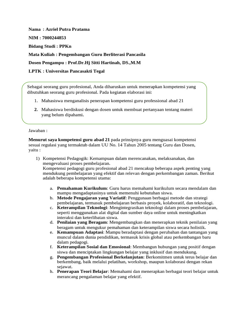 Elaborasi Pemahaman PGP - Azriel Putra Pratama | PDF