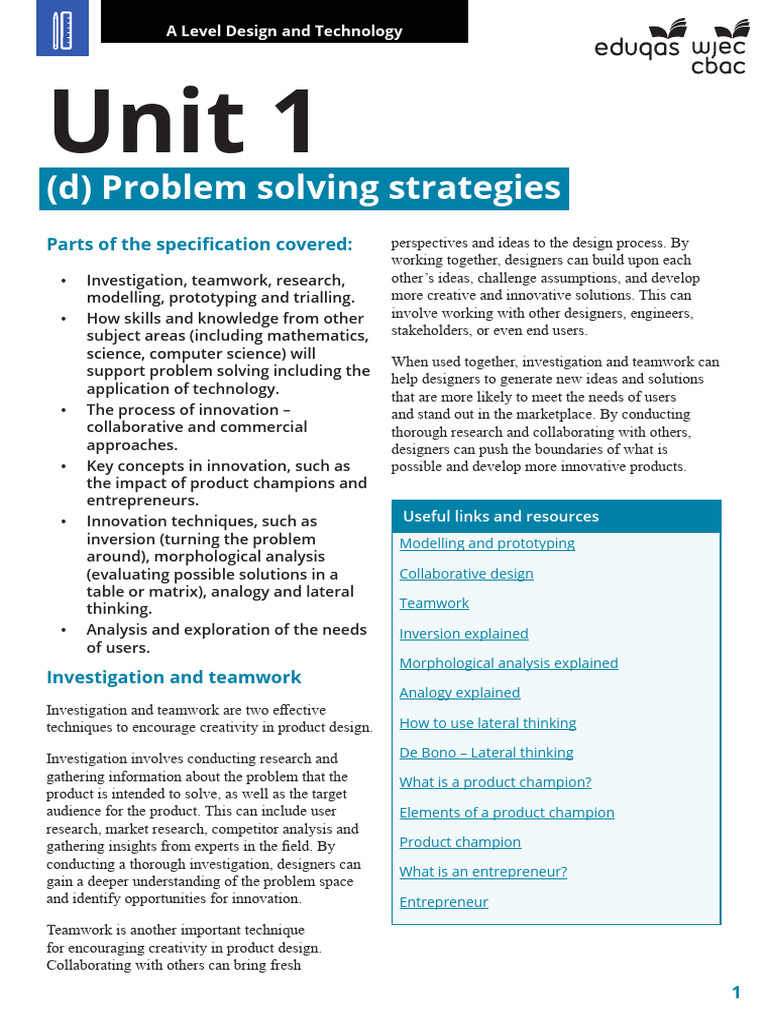 1d Problem Solving Strategies | PDF | Creativity | Innovation