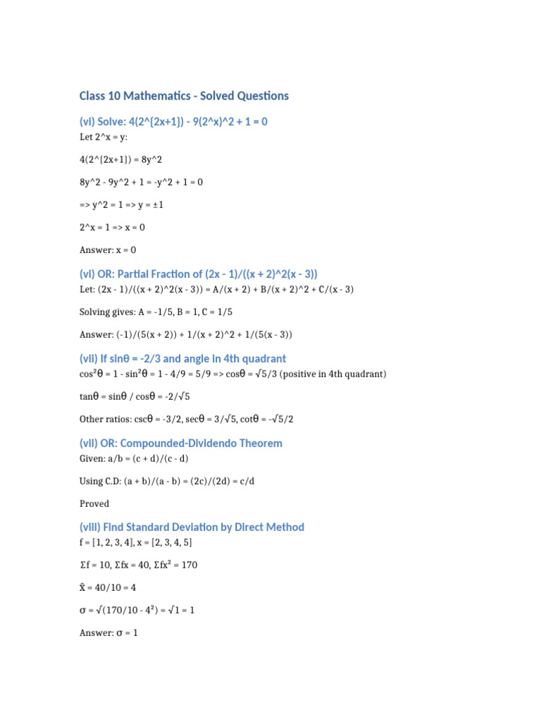 Class_10_Math_Solutions_Complete | PDF | Circle | Classical Geometry