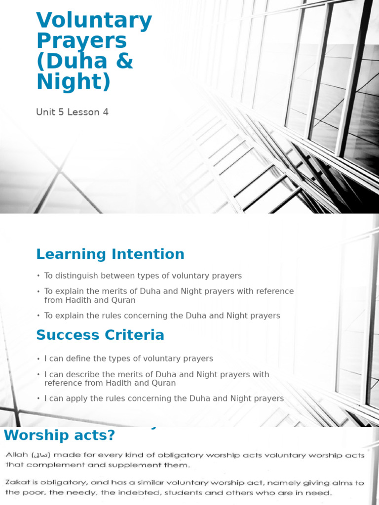 Grade 7 Islamic Voluntary Prayers Duha Night Presentation (1) | PDF ...