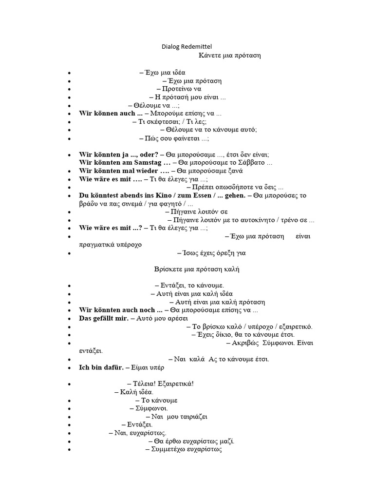 Dialog A2 Redemittel | PDF