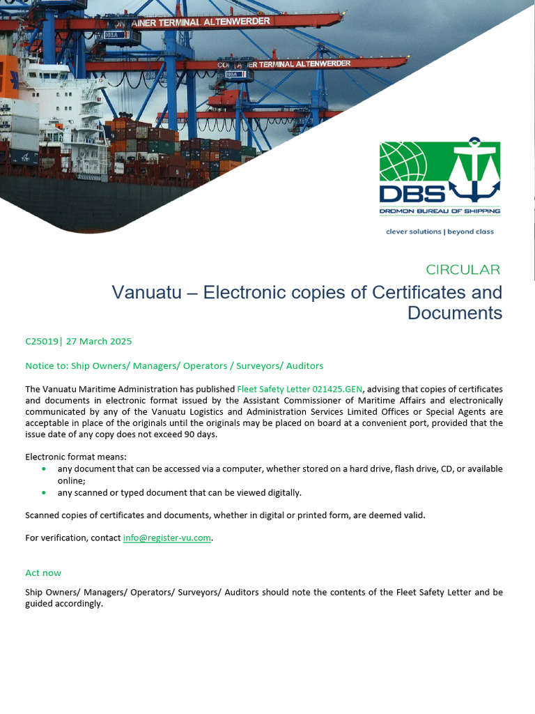 C25019 Vanuatu Electronic Copies of Certificates and Documents | PDF