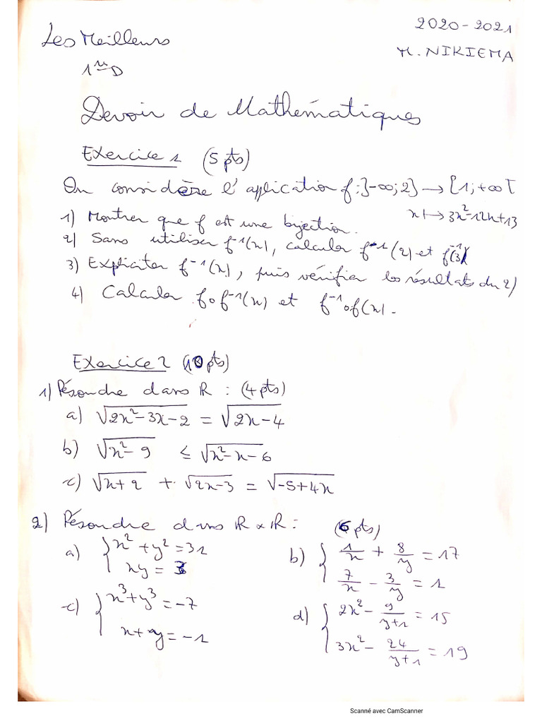 Devoir 1 Meilleurs 1re D Pdf