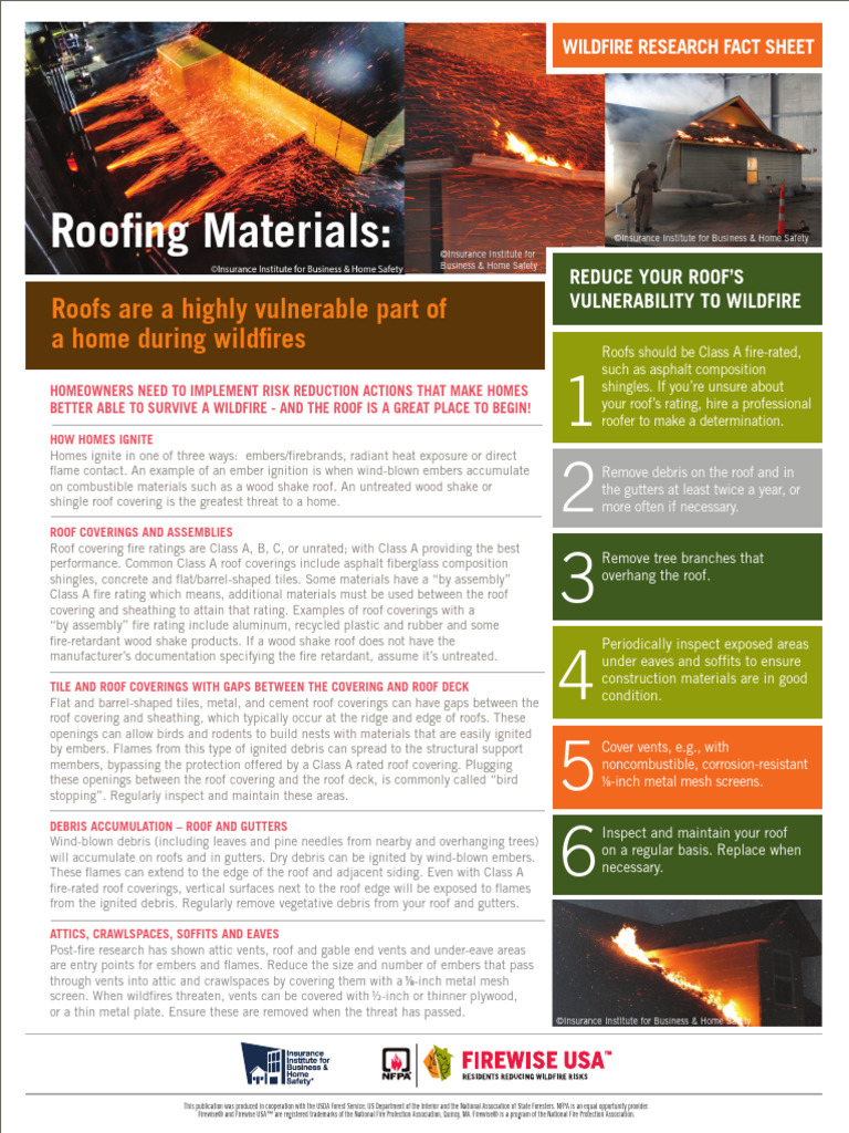 Roofing Materials - Firewise Fact Sheets | PDF | Roof | Wildfire
