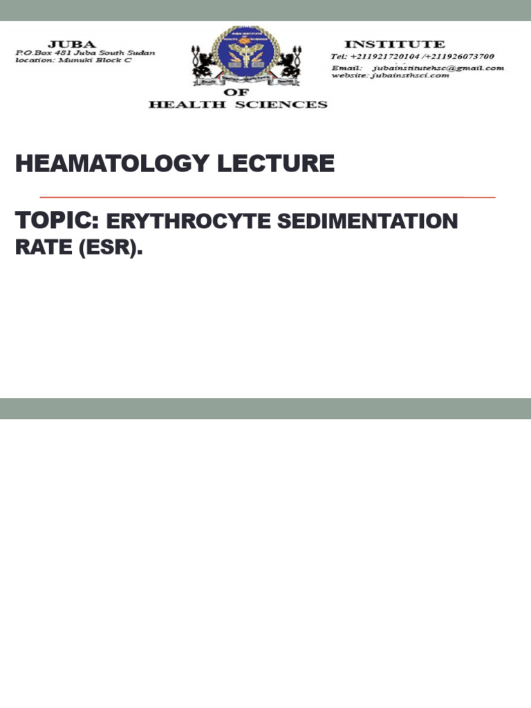 ESR | PDF | Medical Specialties | Clinical Pathology