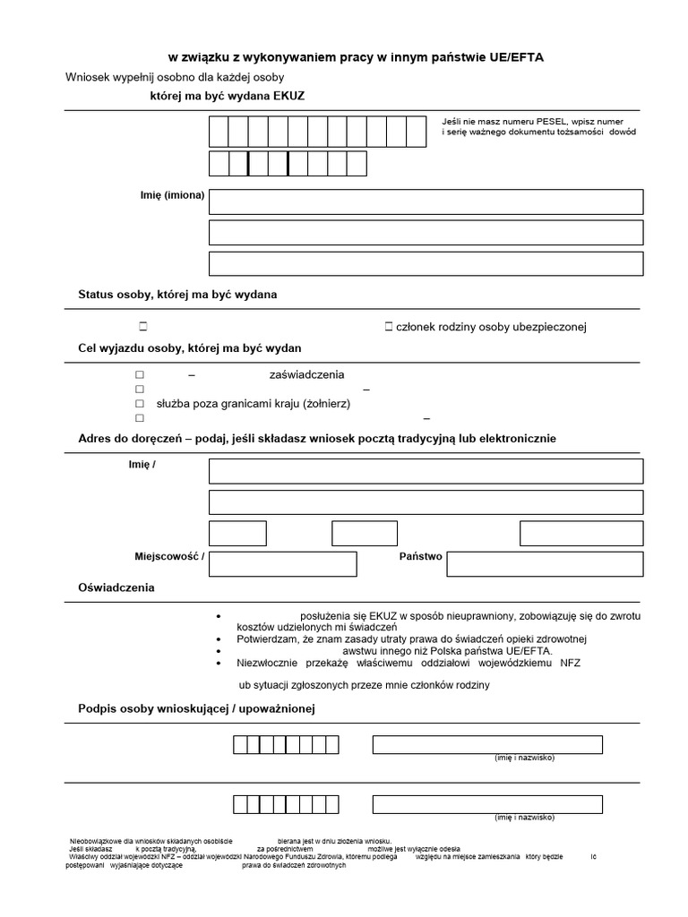 Wzor Wniosku o Ekuz Praca | PDF