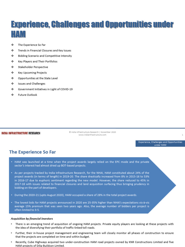 Experience Challenges and Opportunities Under HAM - Nov'20 | PDF
