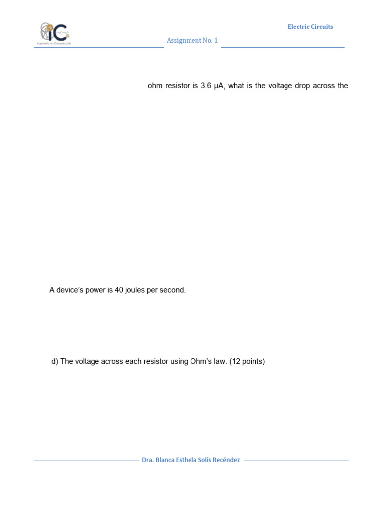 Electric Circuits Assignment Questions | PDF