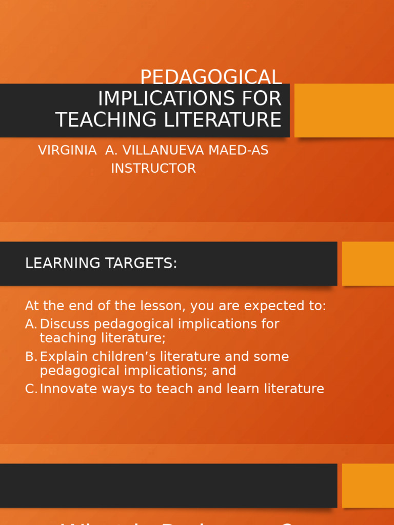 Pedagogical Implications For Teaching Literature S 2 | PDF | Pedagogy | Reading Comprehension