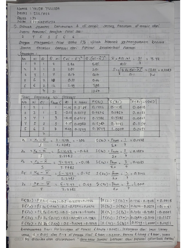 Yelda Yulisda PRA UAS Statistika | PDF