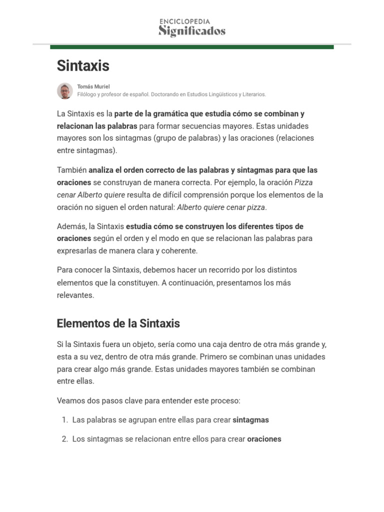 Introducción a la Sintaxis en Español | PDF | Predicado (Gramática) | Oración (Lingüística)