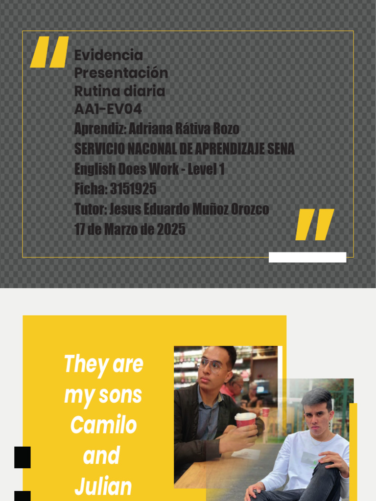 Presentación Rutina Diaria. AA1-EV04. | PDF