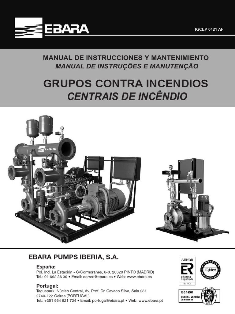 1- EBARA Manual Grupos Contra Incendios ESP-PT | PDF | Bomba | Motores